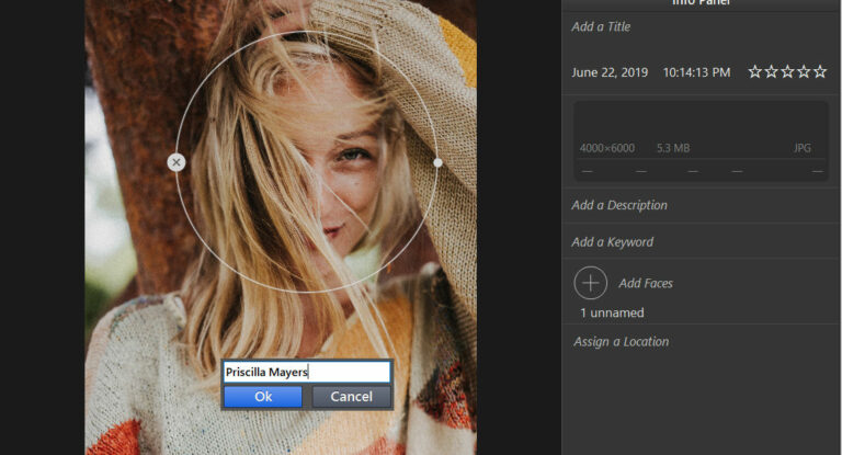 Manually add a face tag : Phototheca